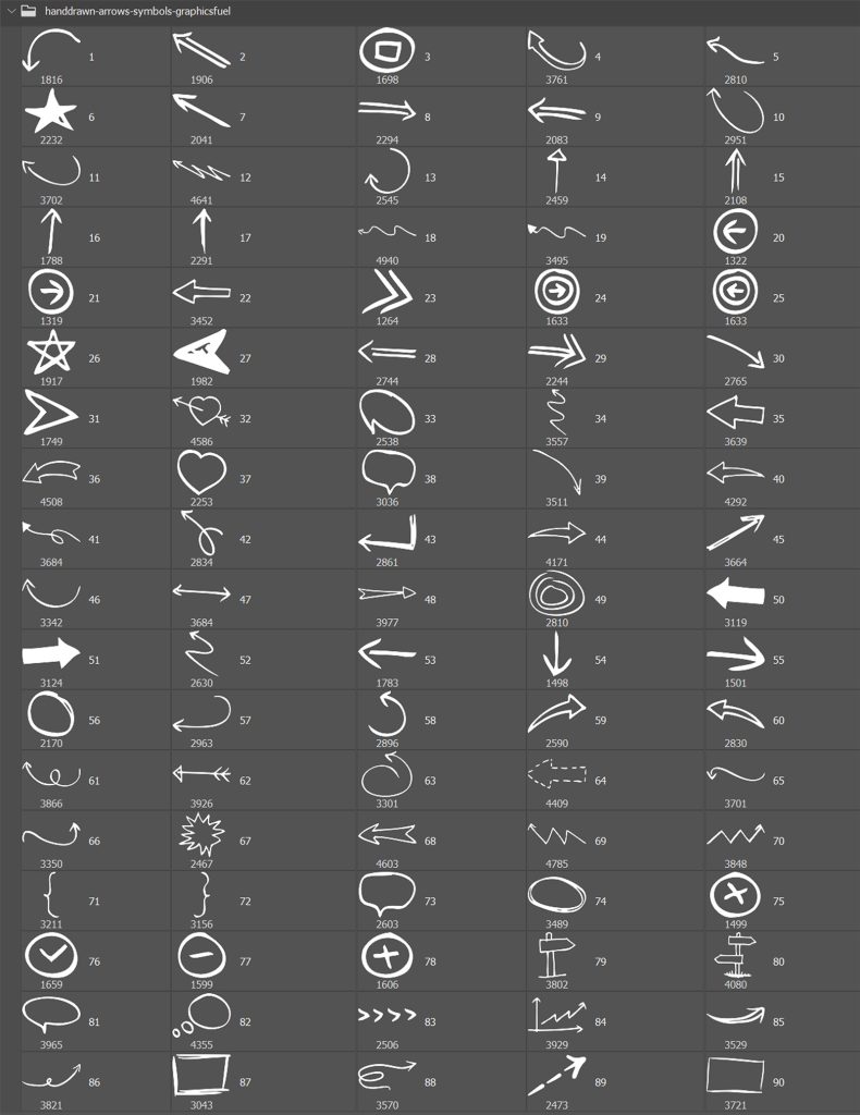 90 Hand Drawn Arrow And Symbol Photoshop Brushes - Graphicsfuel