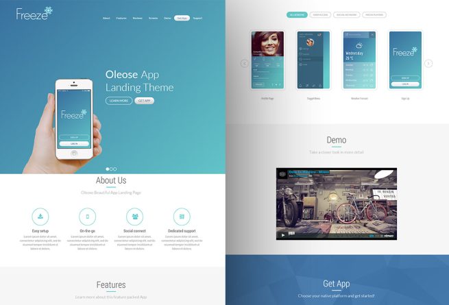 Oleose: Free App Bootstrap Landing Page - Graphicsfuel
