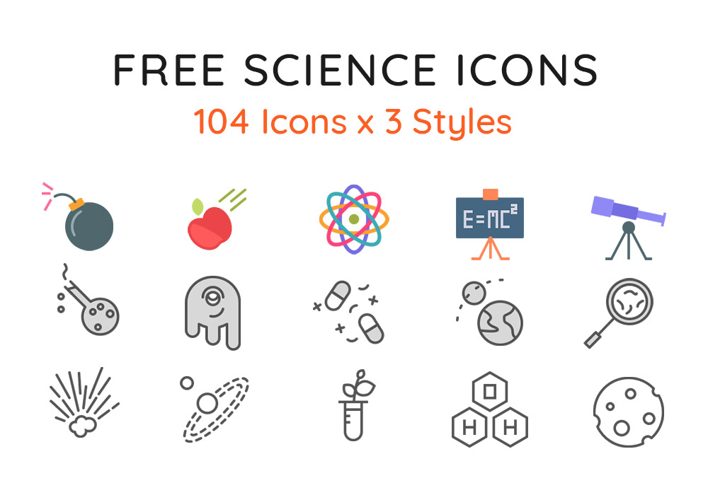 Free Science Icons: 104 Icons In 3 Styles - GraphicsFuel