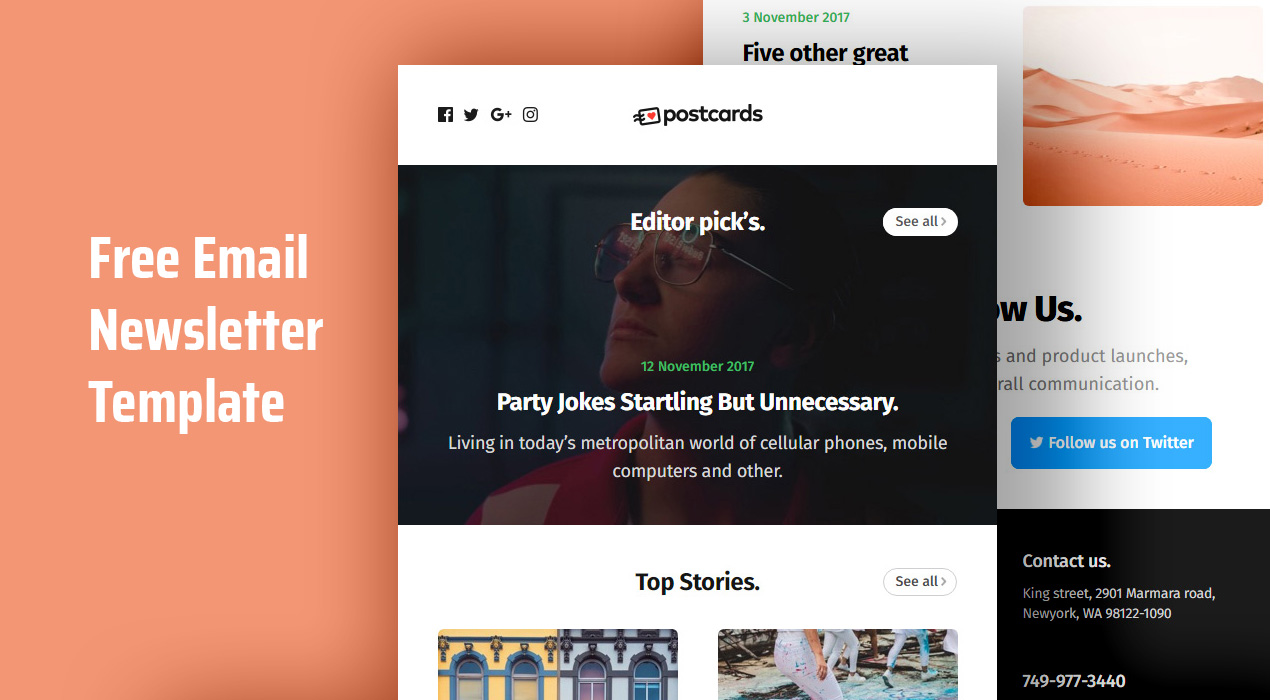 Free Ready To Use HTML Email Newsletter Template Graphicsfuel