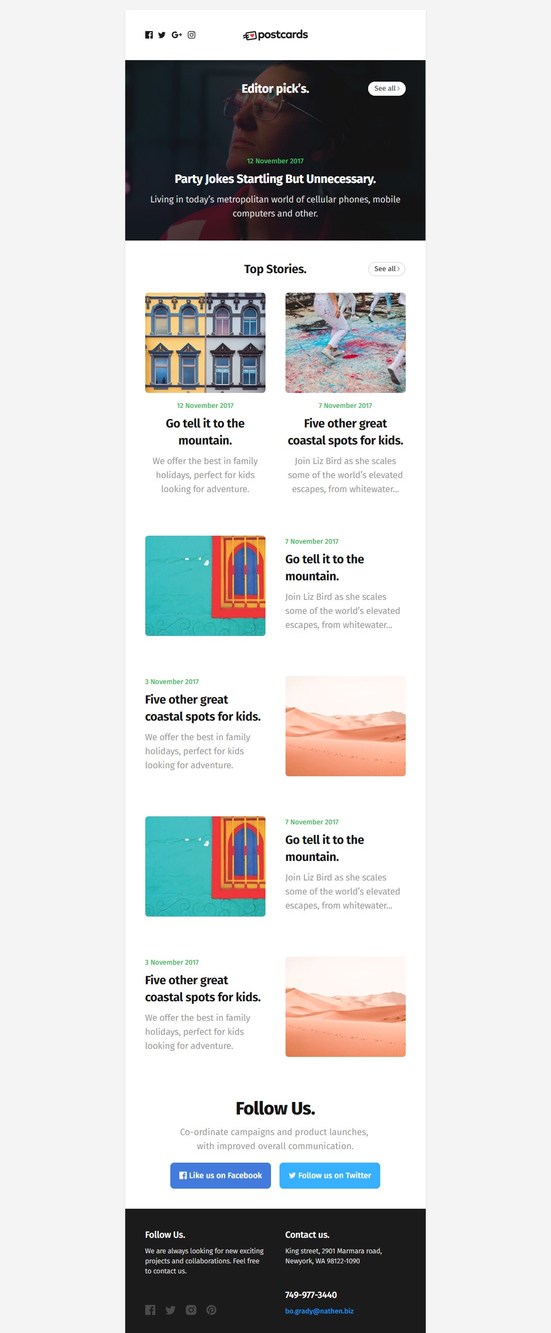 Free Ready To Use HTML Email Newsletter Template GraphicsFuel